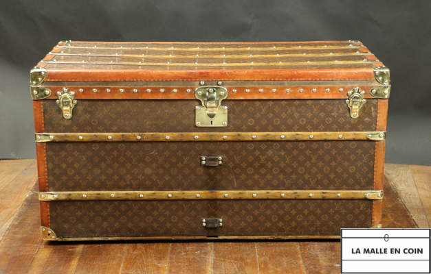 Louis Vuitton mail trunk, with its stenciled monogrammed canvas